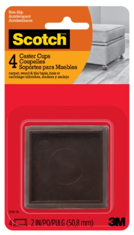 Scotch™ Caster Cups SP902-NA, Square Hard Brown 2-in