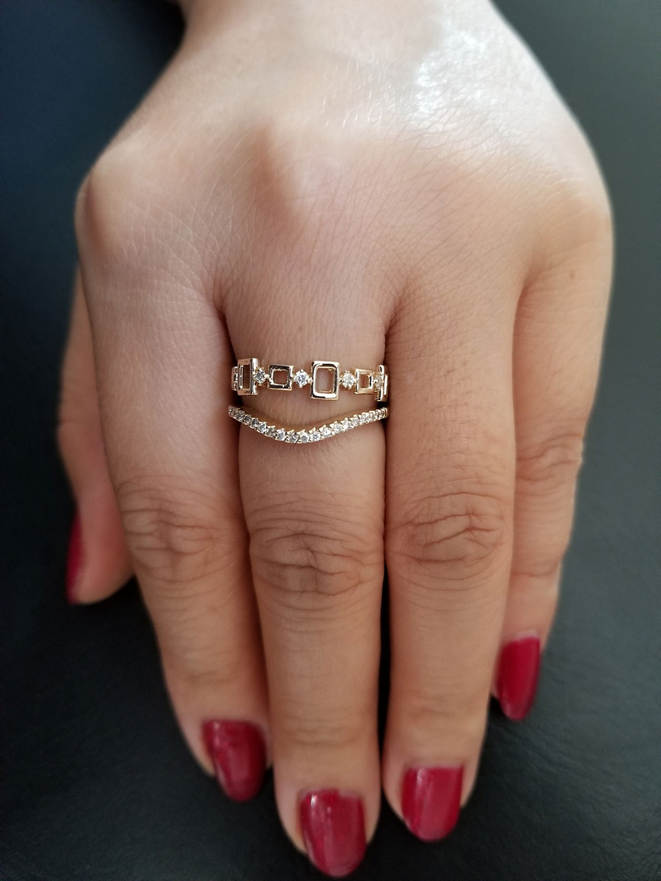 Dot Dash Diamond Ring 14K Gold