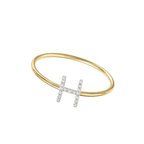 Diamond Initial Personalized Engagement Ring 14K Gold