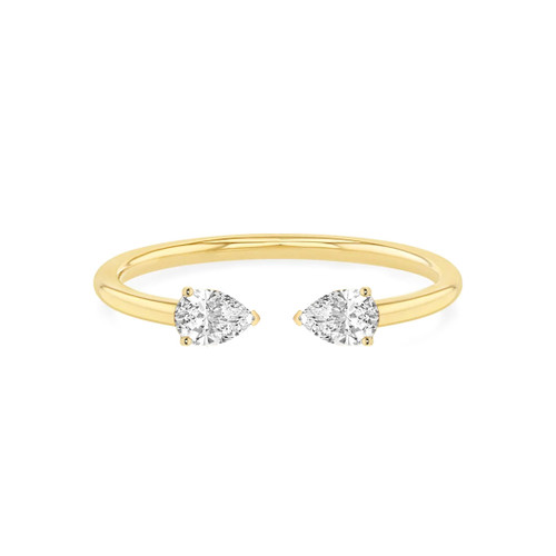 Diamond Deconstructed Open Ring Pear Shaped 14K Gold