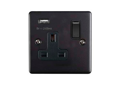 Enhance Decorative 1 Gang USB Socket - Matt Black