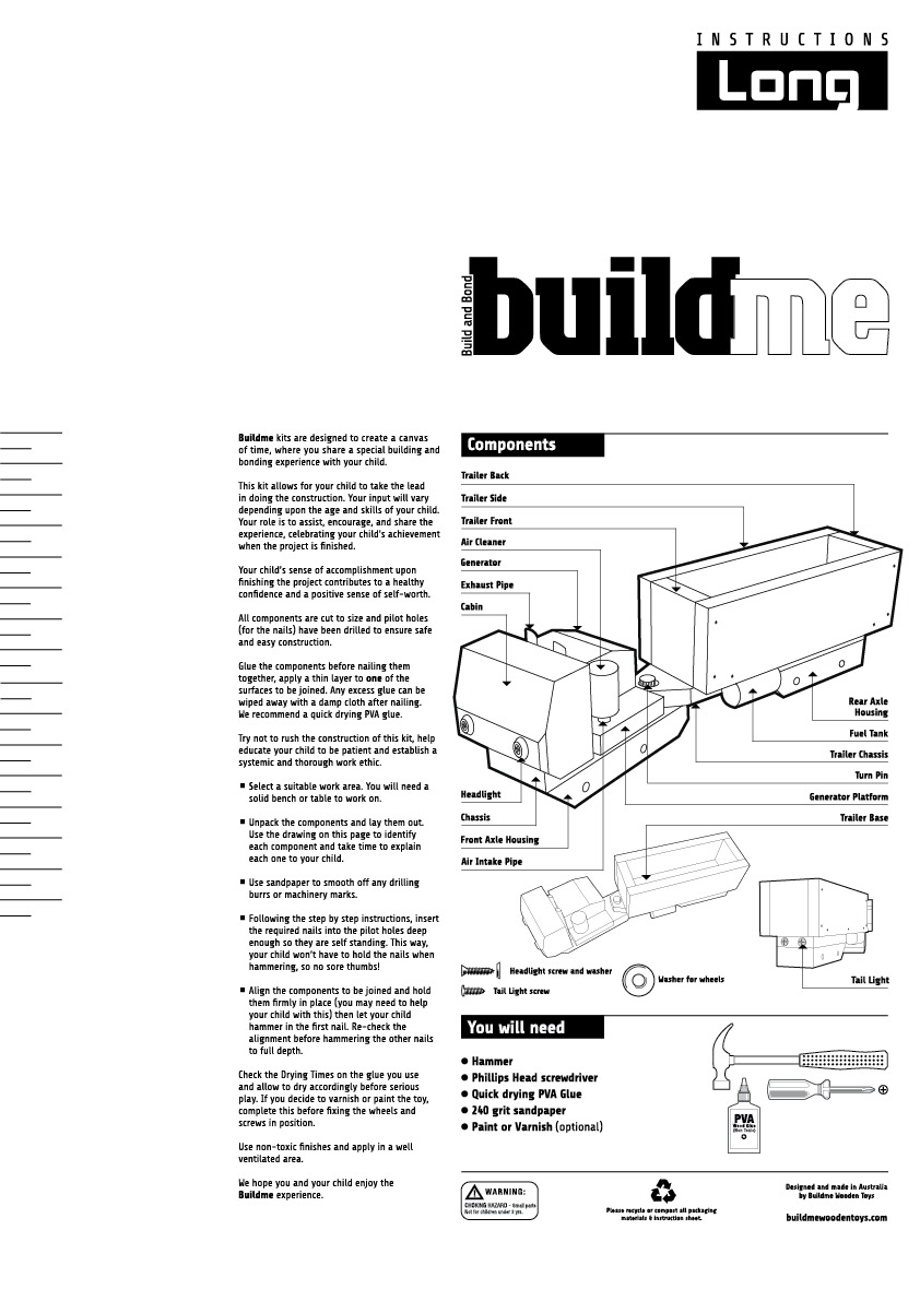 BuildMe Wooden Toy Truck | Kids Woodwork Car Kits | Build It, Keep It