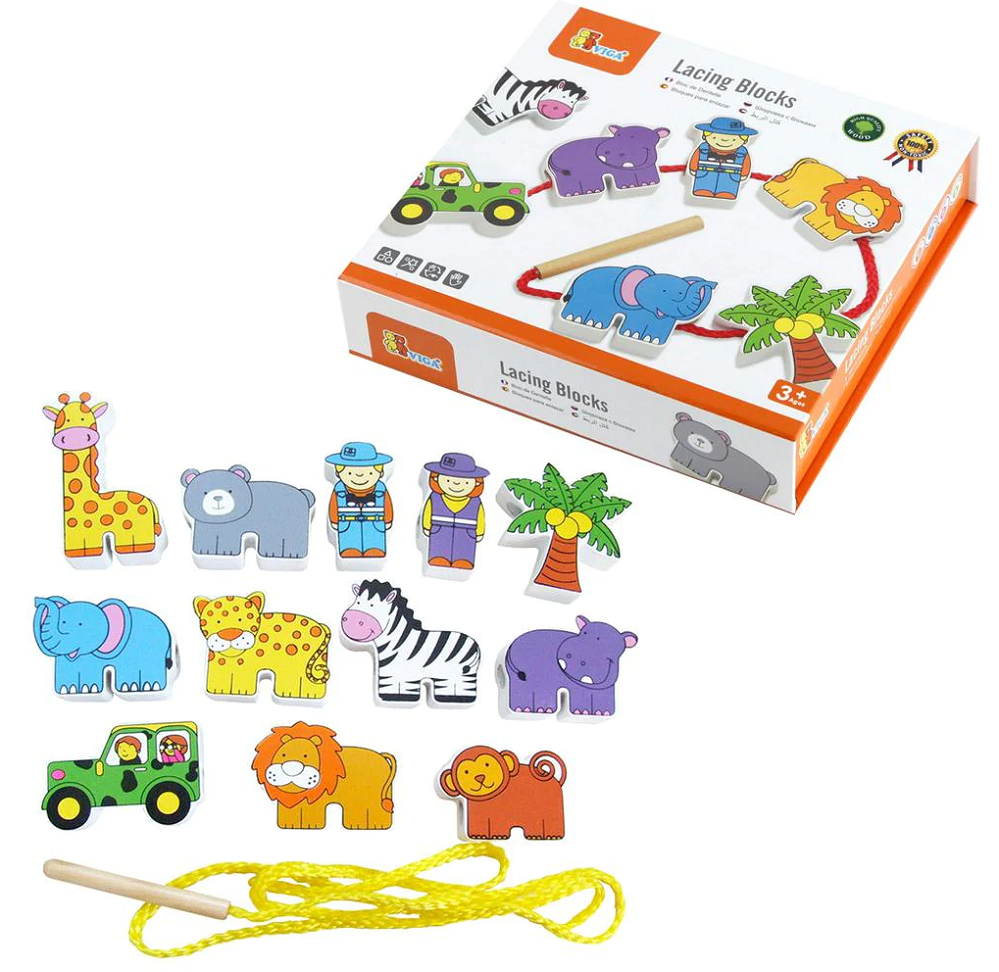 Viga Zoo Animals Lacing Blocks on Sale! Fast Australia Wide Shipping