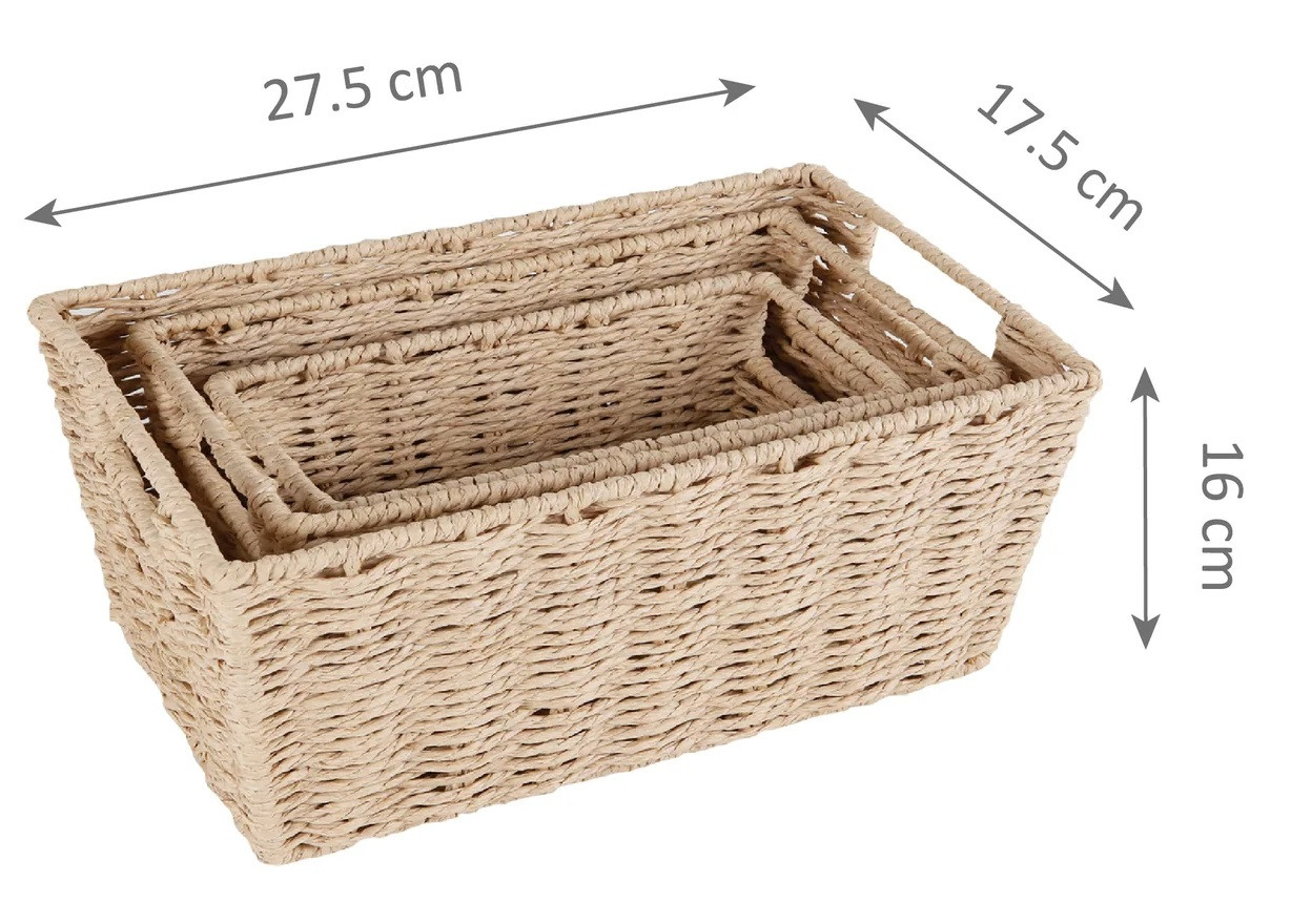 Vivaio Natural Rectangle Storage Baskets Small - Set of 3 | Sale