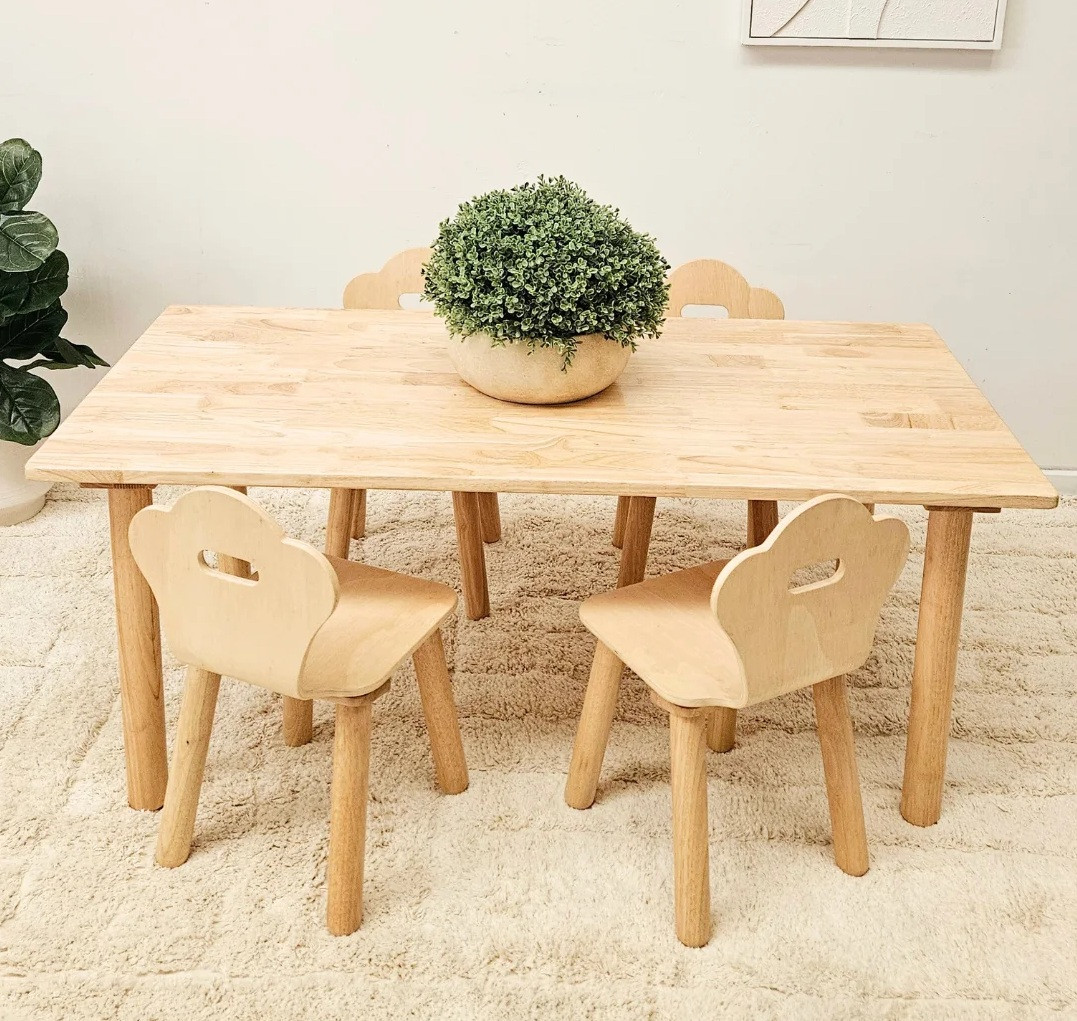 Qtoys Natural Kids Cloud Rectangle Table Chair Set | Sale & Fast Dispatch