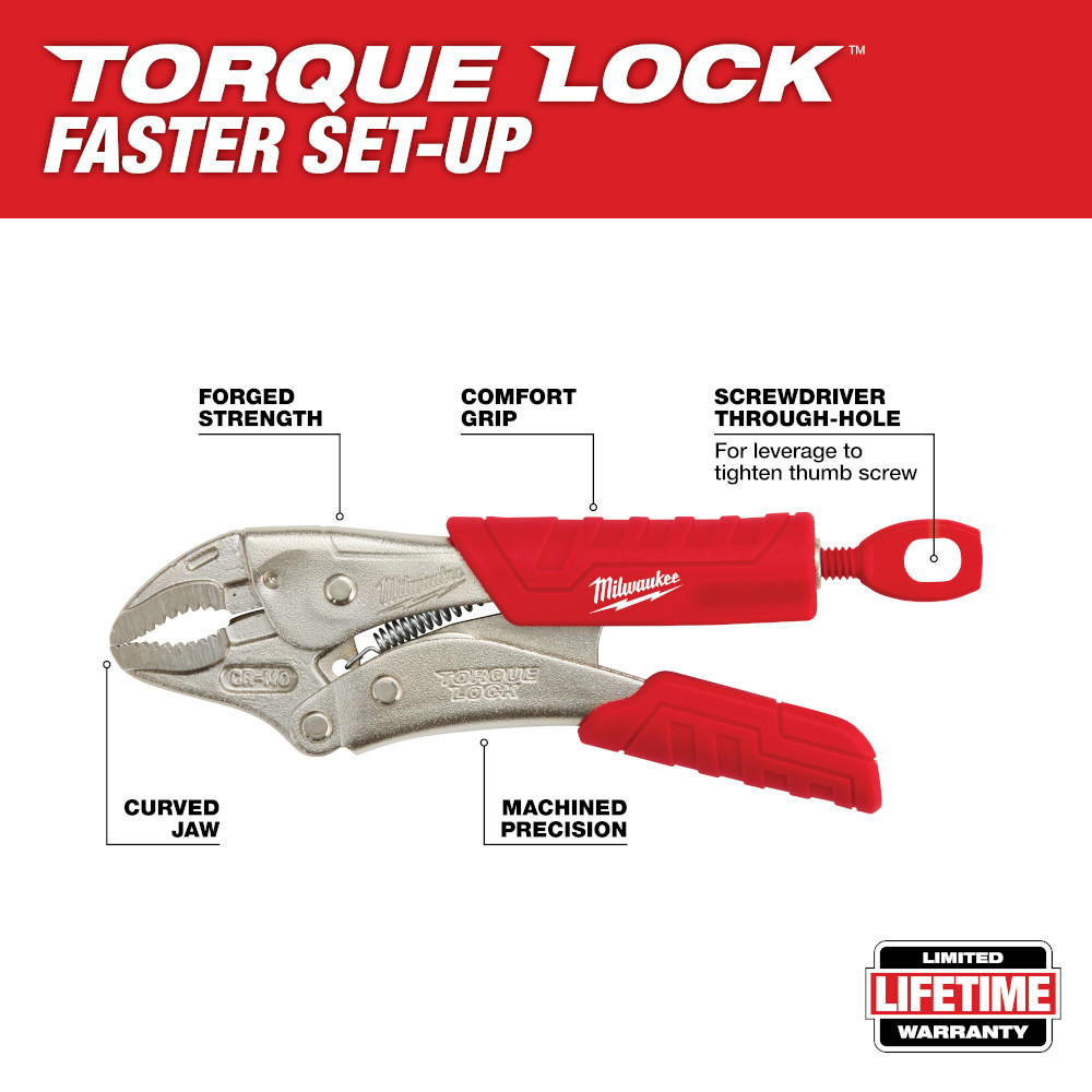 Milwaukee 48-22-3405 - 5 in. TORQUE LOCK Curved Jaw Locking Pliers With ...