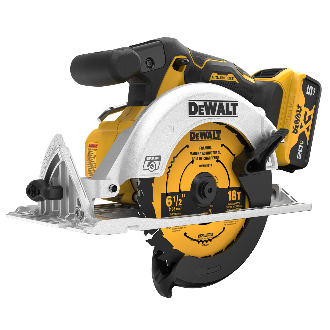 DEWALT DCS565P1 20V MAX XR 6 1 2 Circular Saw 5.0Ah W 1 Battery And Bag Federated Tool Supply