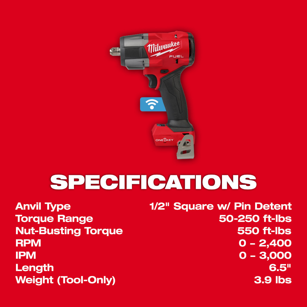 Milwaukee 3062P-20 - M18 FUEL 1/2" Controlled Mid-Torque Impact Wrench ...