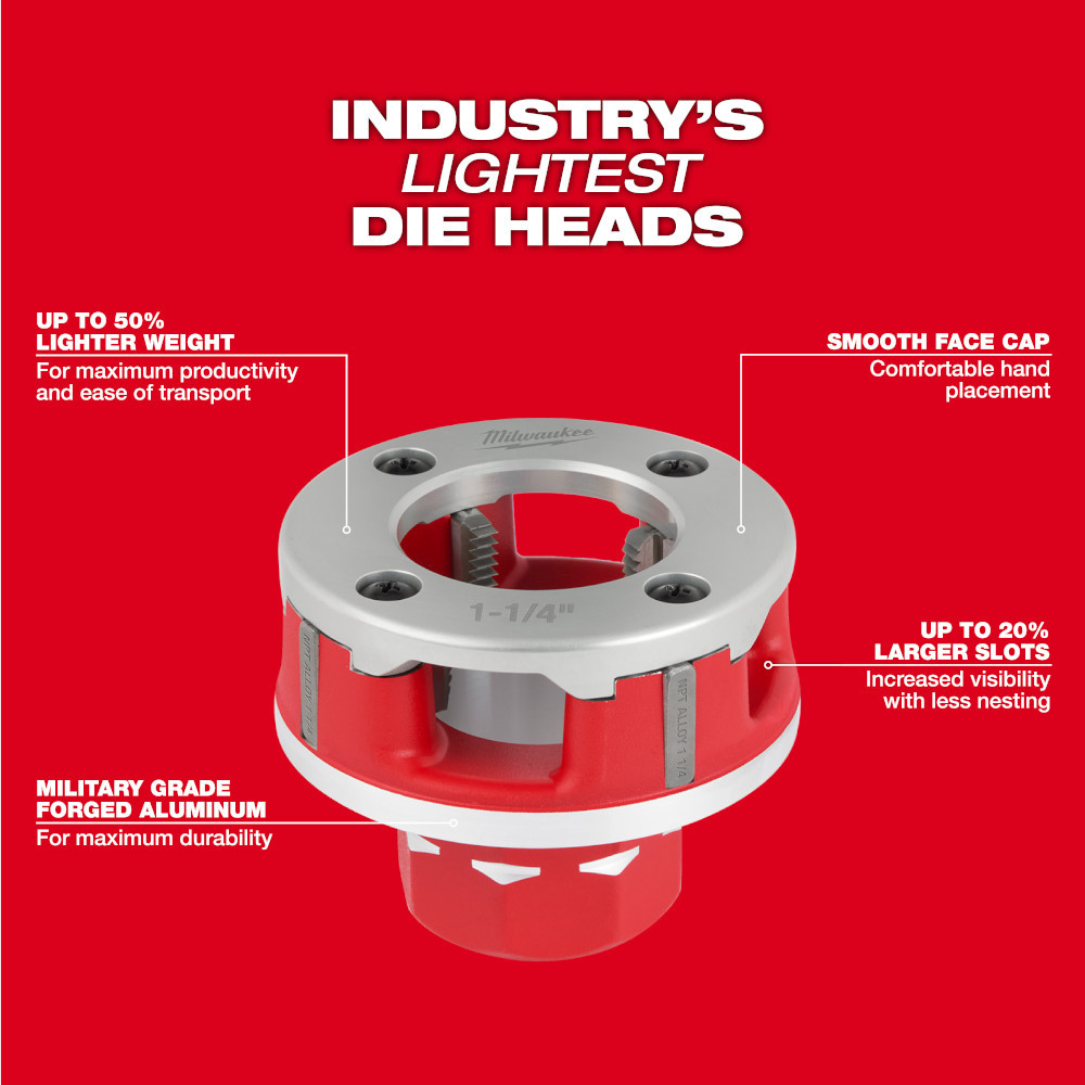 Milwaukee 48-36-1309 - Compact 1" ALLOY NPT Portable Pipe Threading ...