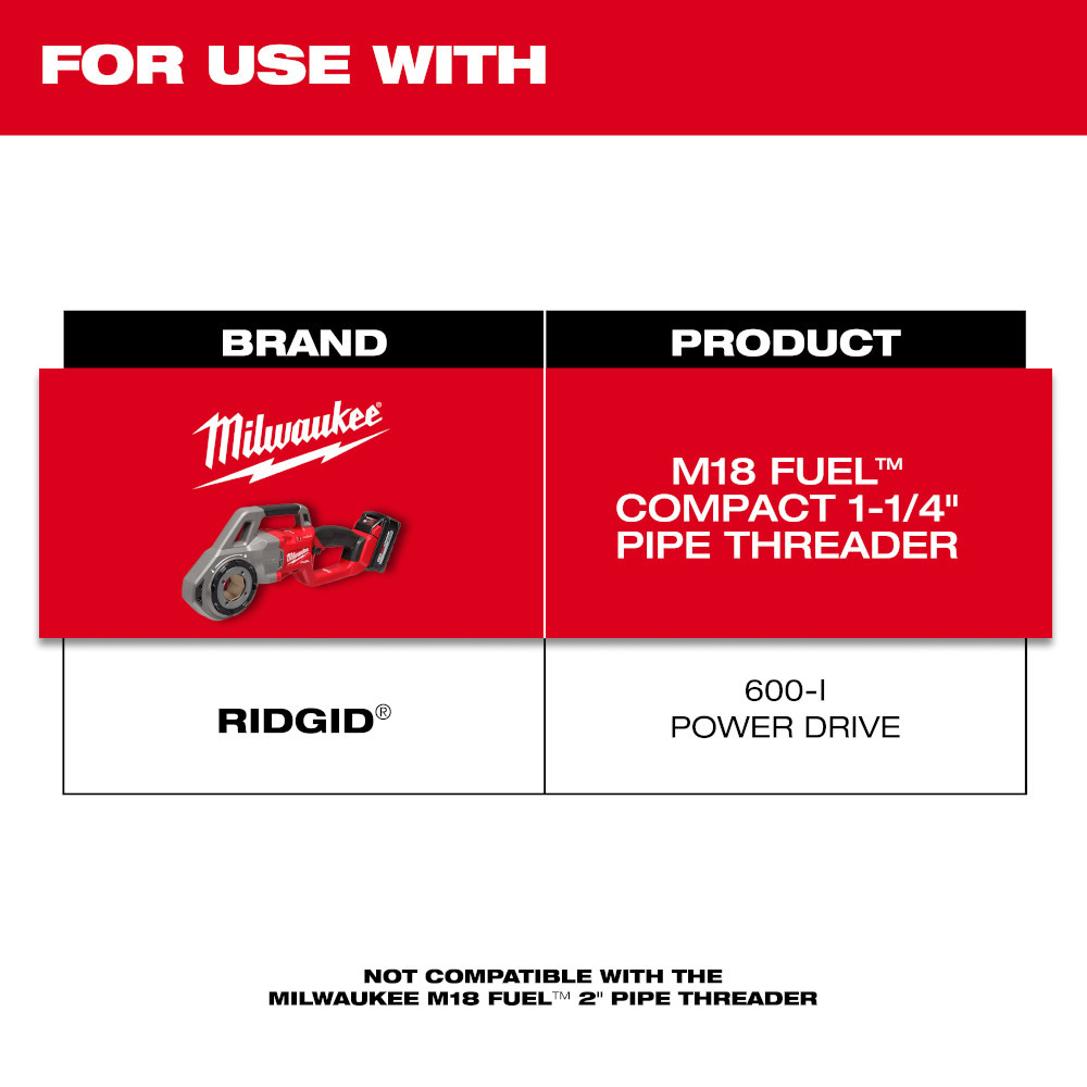 Milwaukee 48-36-1309 - Compact 1" ALLOY NPT Portable Pipe Threading ...