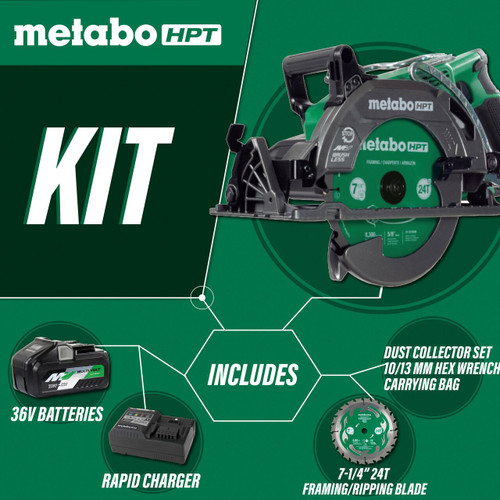 Metabo HPT C3607DWA - 7-1/4 Inch Rear Handle Circular Saw Kit ...