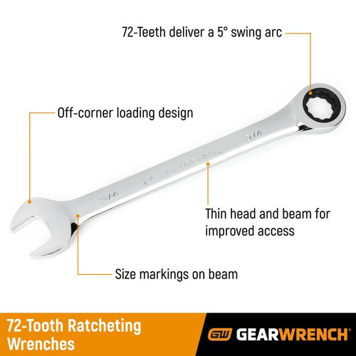 Gearwrench 35720-06 - 20 Piece 72 Tooth SAE/Metric Ratcheting ...