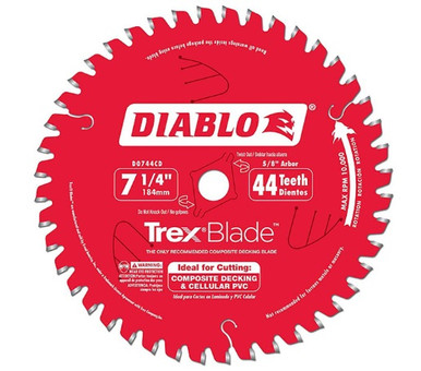 Diablo D0744CD - 7-1/4" x 44-Teeth TrexBlade Saw Blade for Composites ...