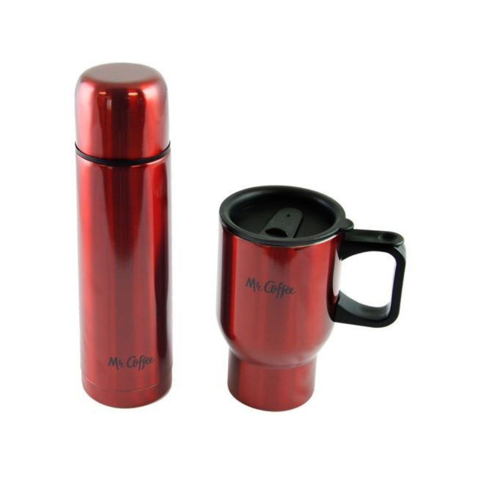 COFFEE SET 2PC GIFT S-STEEL RED 1213029 - TDC Limited
