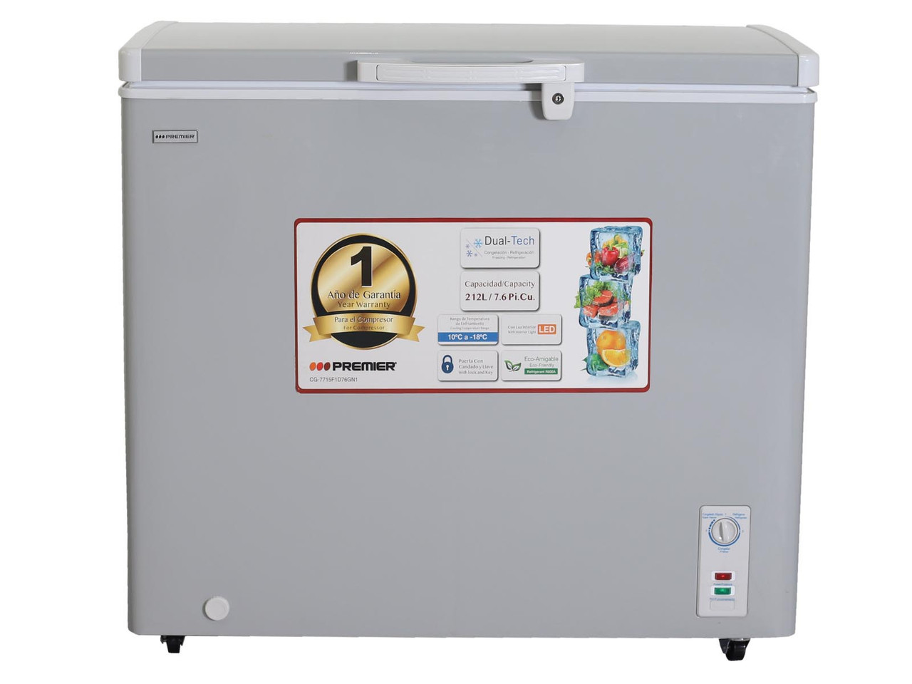 Premier 212L 7.6 CUFT Dual Freezer & Refrigerator