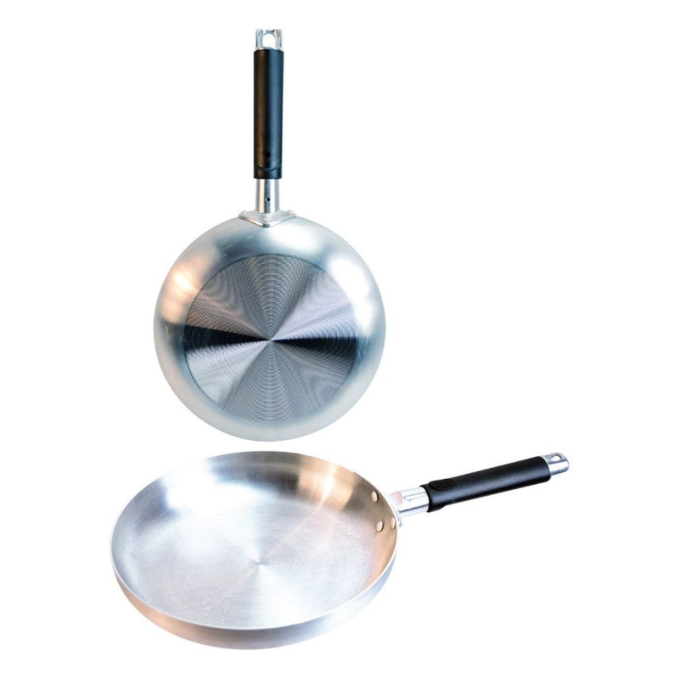 Polished Aluminium Fry Pan w/ Grip Handles -11inch