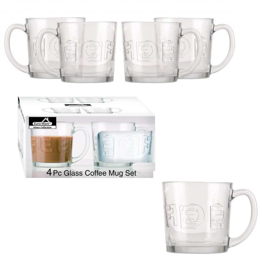 MUG SET GLASS 4-PC #EW65086 1214239 - TDC Limited