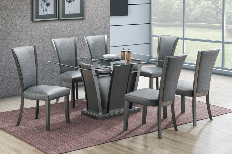 PLATINA 7PC GLASS TOP DINING SET