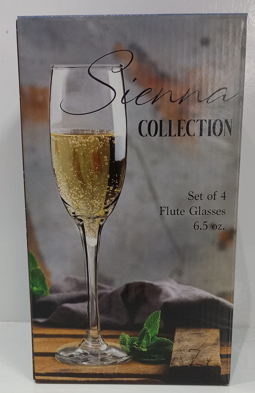 GLASSES FLUTE SET OF 4 6.5OZ 1245120 - TDC Limited