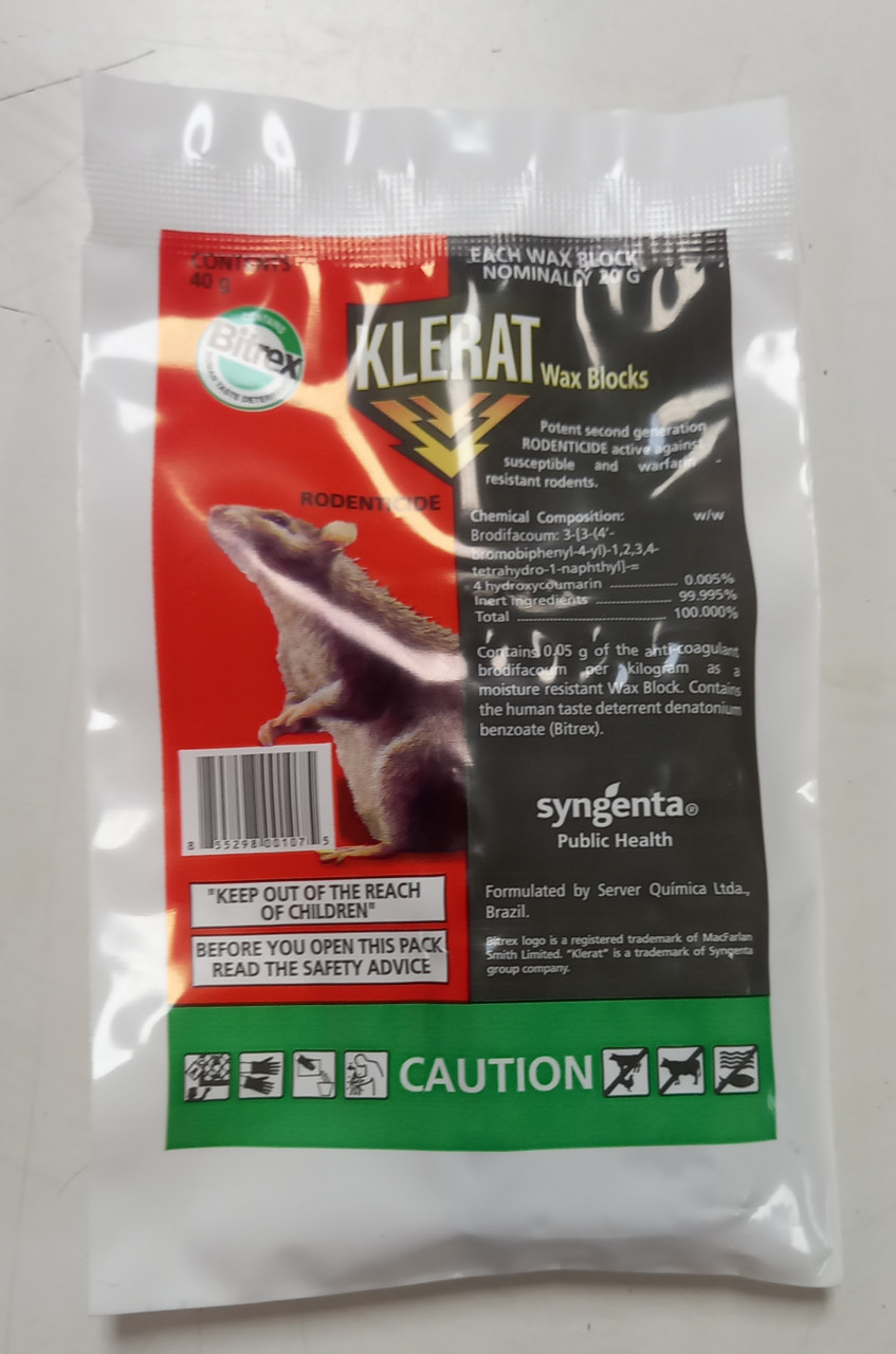 RODENTICIDE WAX BLOCKS KLERAT 112034 - TDC Limited