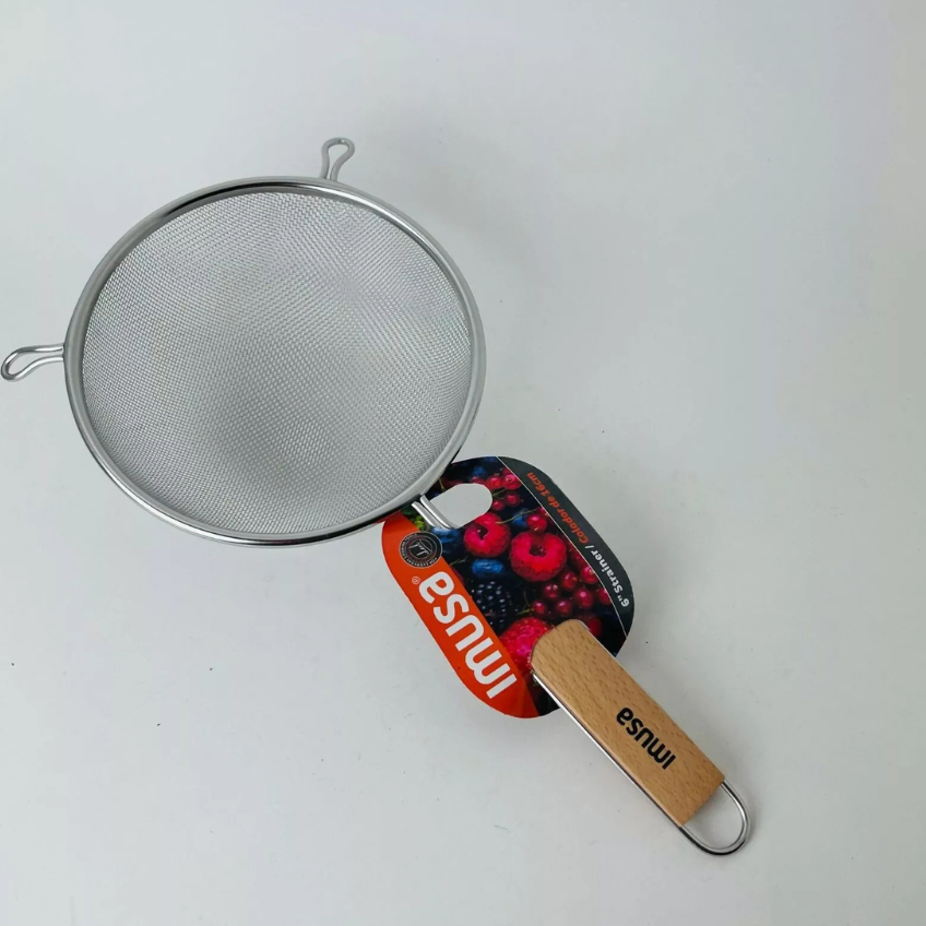 STRAINER W/ WOOD HANDLE 6" /16CM 120160 - TDC Limited