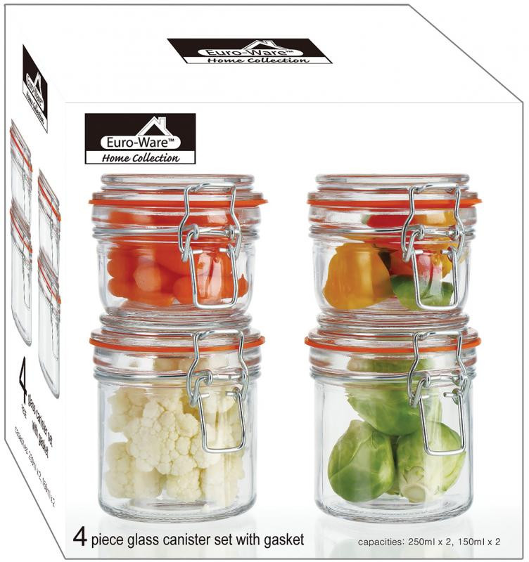 CANISTER SET GLASS 4-PC 1211554 - TDC Limited