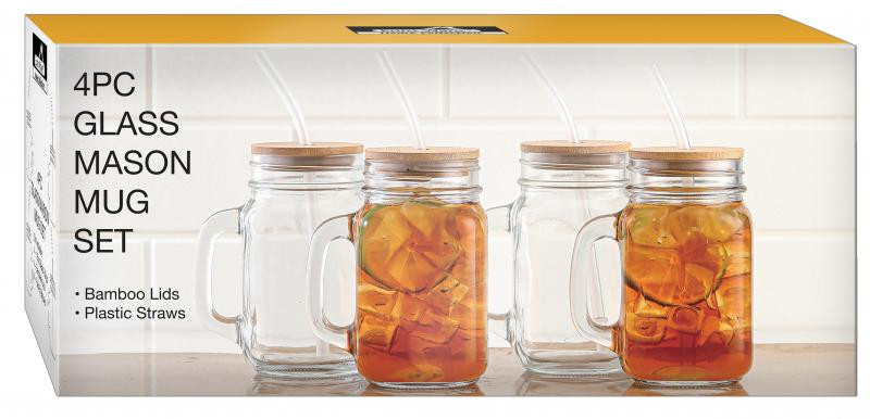 MUG SET MASON GLASS 4-PC 1211556 - TDC Limited