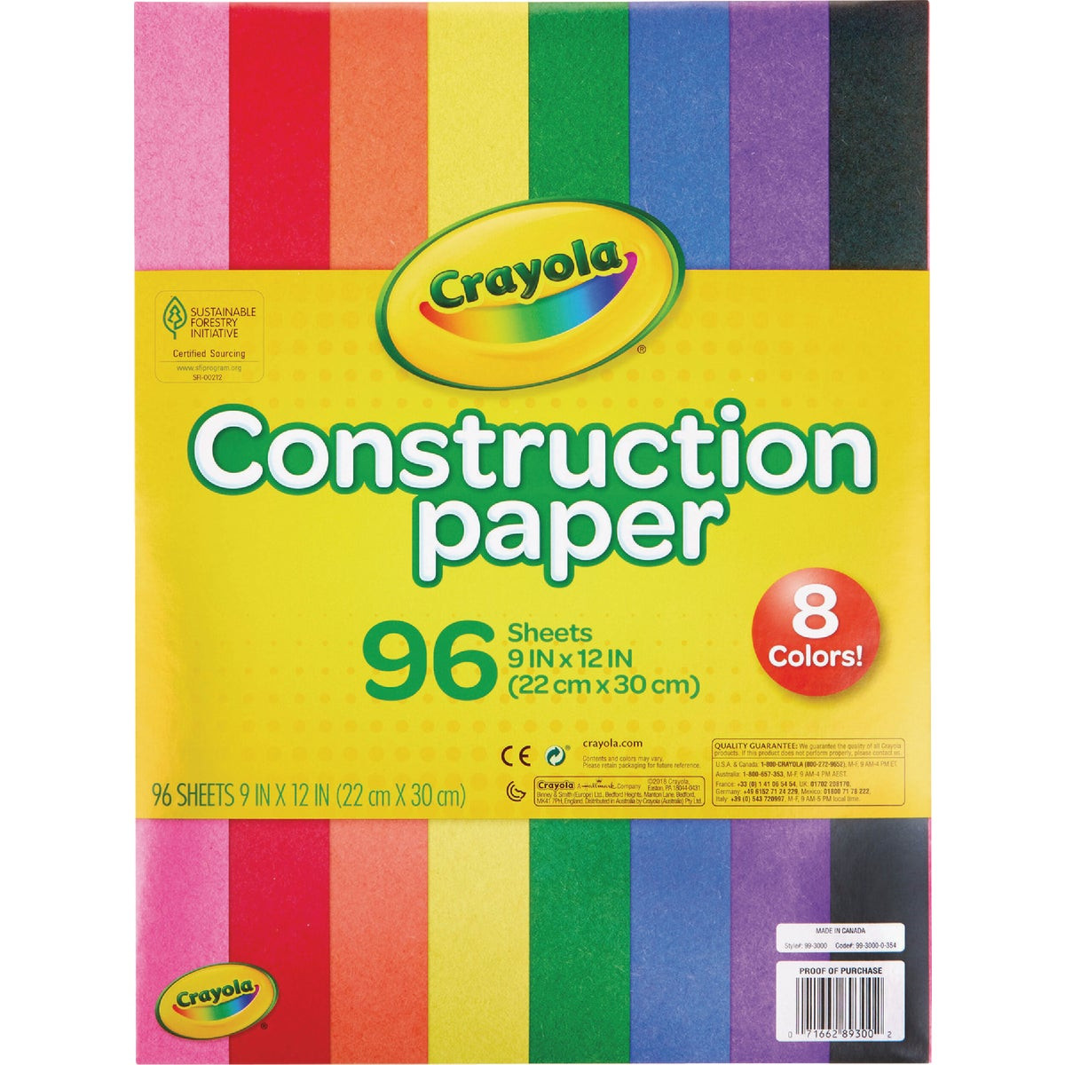 Crayola 9 x 12 Inch Construction Paper Pack (96 Sheets) - Vibrant ...
