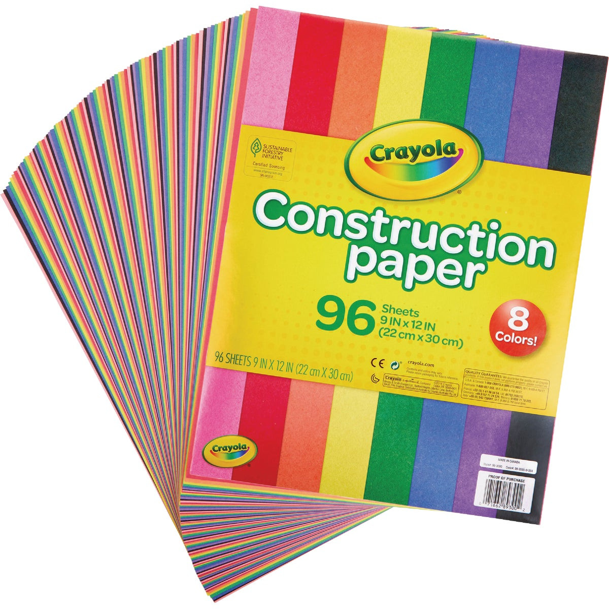 Crayola 9 x 12 Inch Construction Paper Pack (96 Sheets) - Vibrant ...