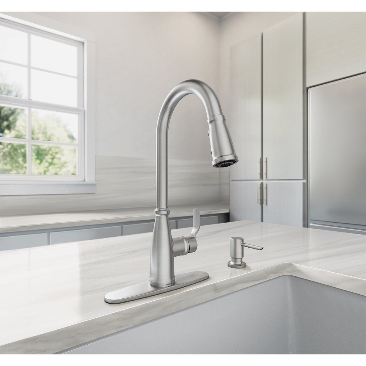 Moen Nolia 1-Handle Pull-Down High Arc Kitchen Faucet in Spot Resistant ...