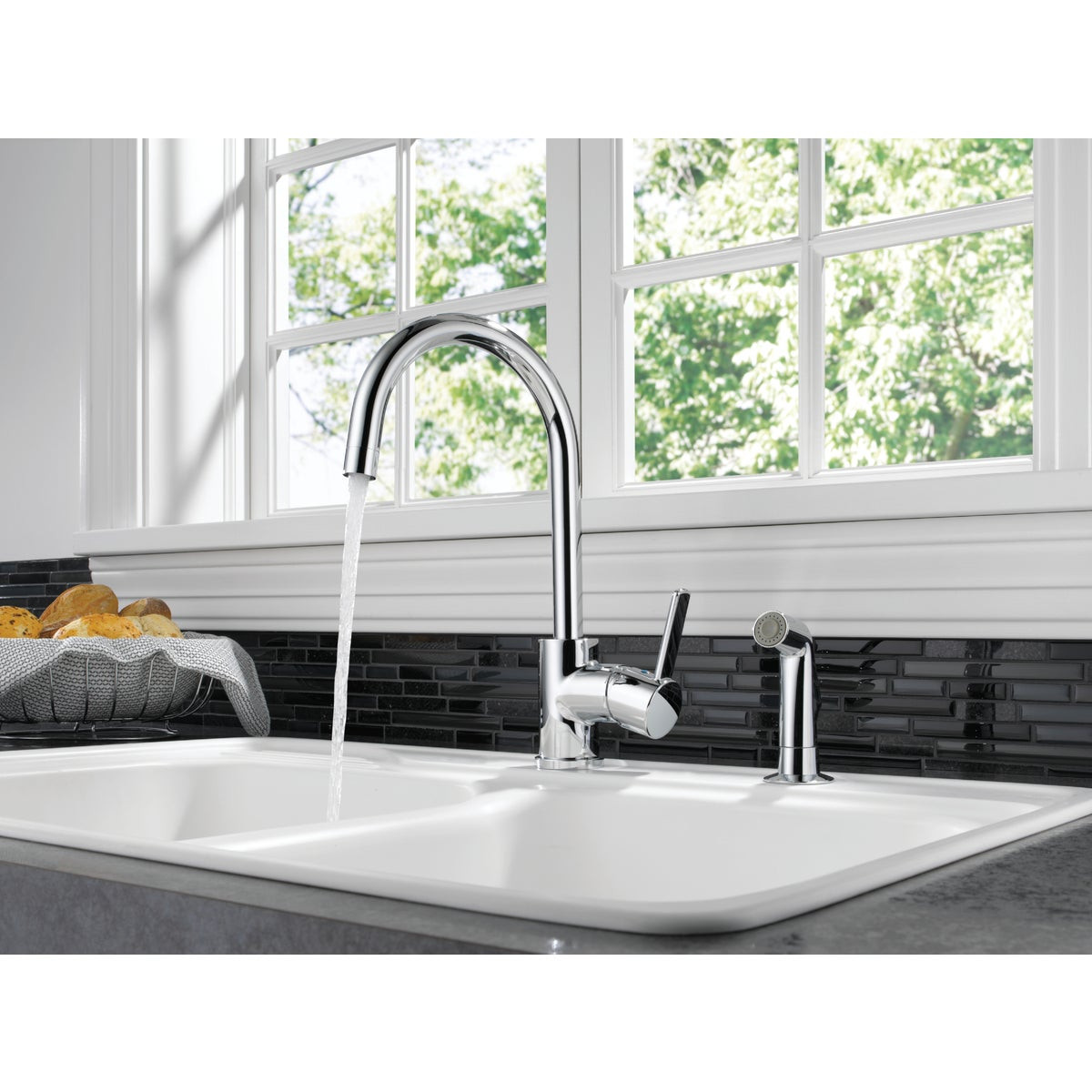 Peerless Apex 1-Handle Lever Kitchen Faucet with Side Spray, Chrome ...