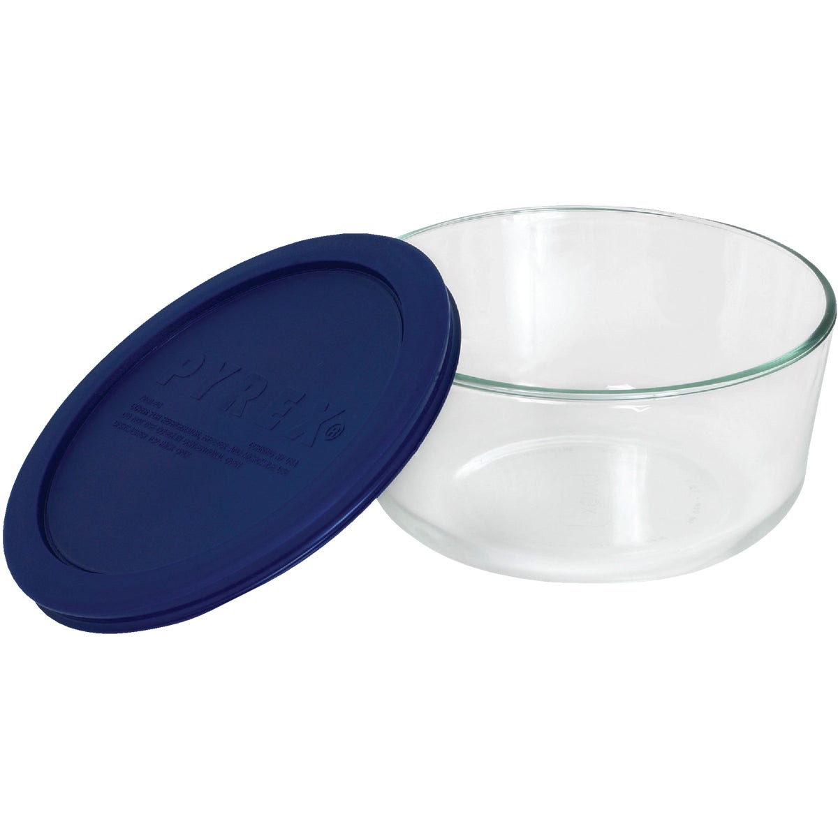 Pyrex Simply Store 4-Cup Round Glass Storage Container with Navy Blue ...