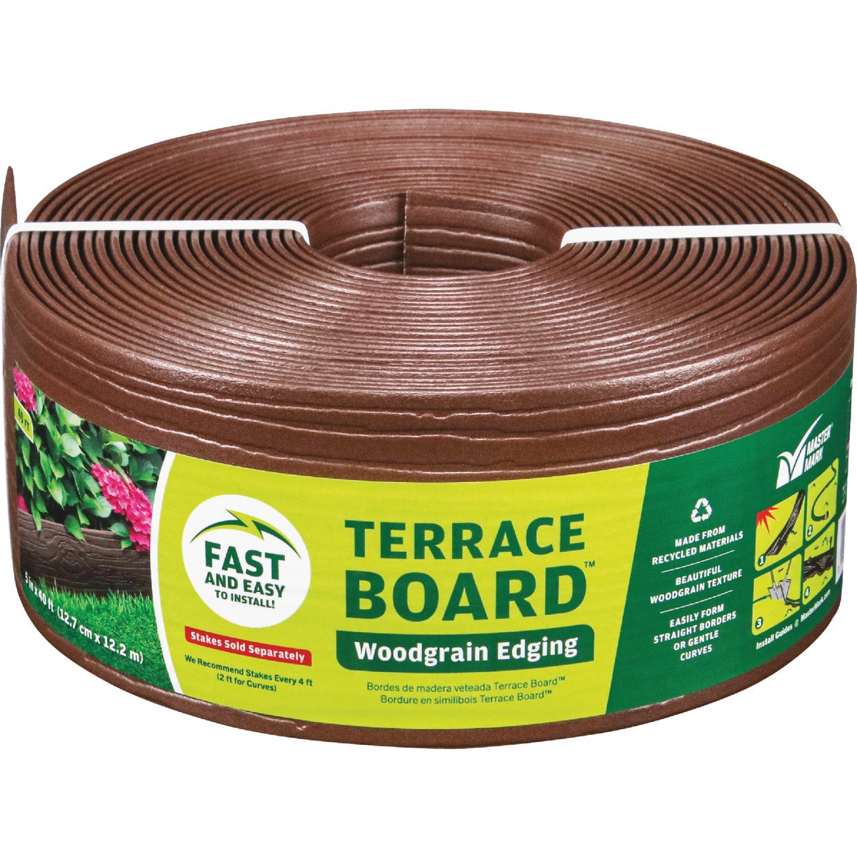 Master Mark 4 in. x 40 ft. Brown Terrace Board Lawn Edging - Durable ...