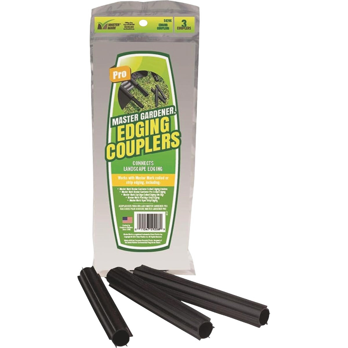Master Mark Pro Straight Black Plastic Lawn Edging Coupler (3-Pack) for ...