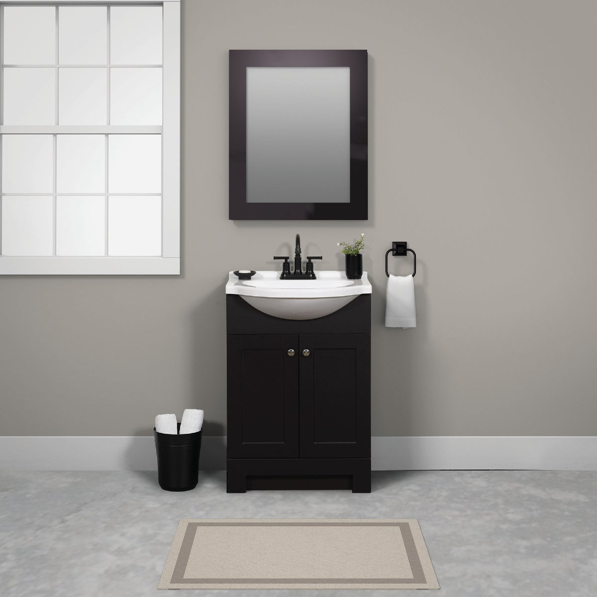 Zenith Zenna Home Espresso 24-Inch Bathroom Vanity with White Cultured ...