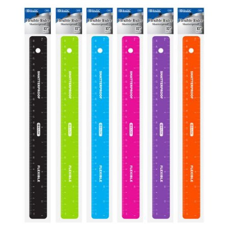 Bazic 12" (30CM) Shatterproof Flexible Ruler
