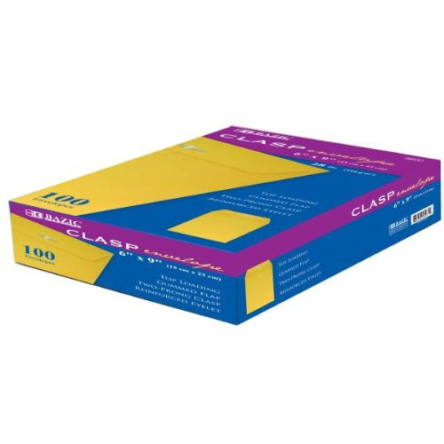 Bazic Clasp Envelopes 6 X 9 100 Pk