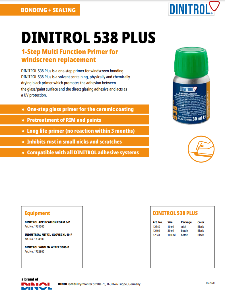 DINITROL 538 PLUS black 30ml Glass and Pinchweld Primer Bottle with ...