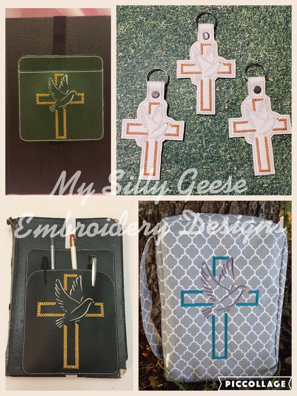 Both 4x4 & 5x7 Cross Dove Set - My Silly Geese