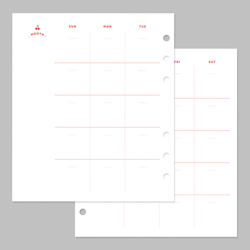 2NUL Cherry pick 6-ring planner monthly plan refill