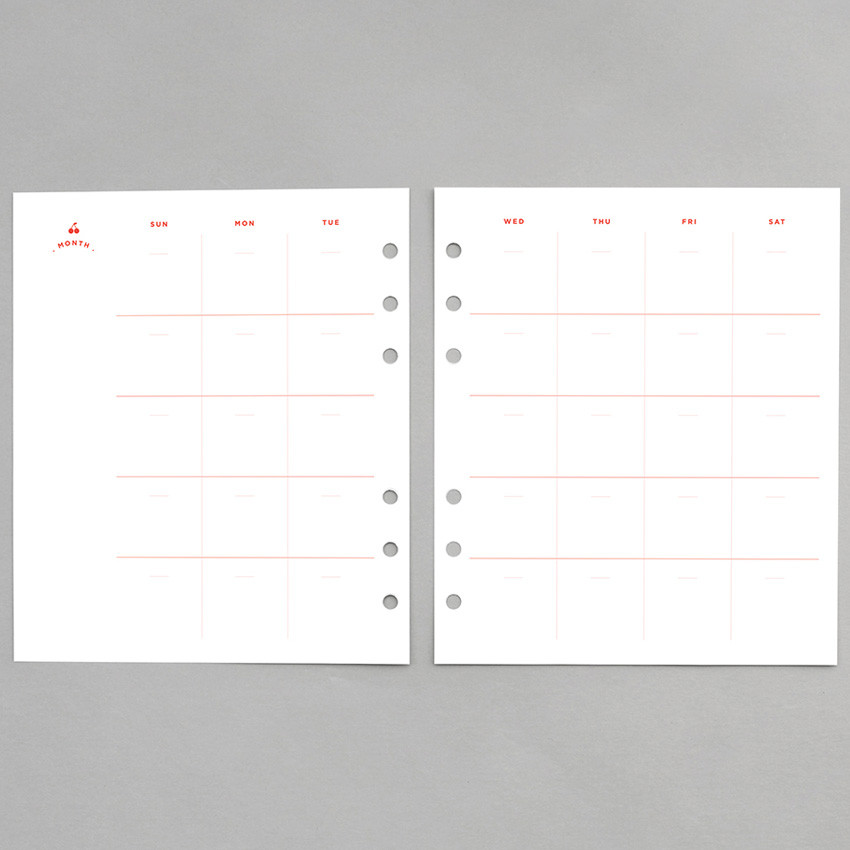 2NUL Cherry pick 6-ring planner monthly plan refill
