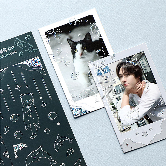 PLEPLE Chou Chou aurora glitter hologram line sticker