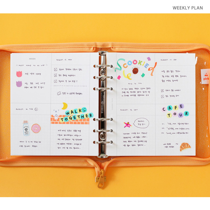 2NUL Cherry Pick Wide A6 Zipper 6-ring Dateless Weekly Diary