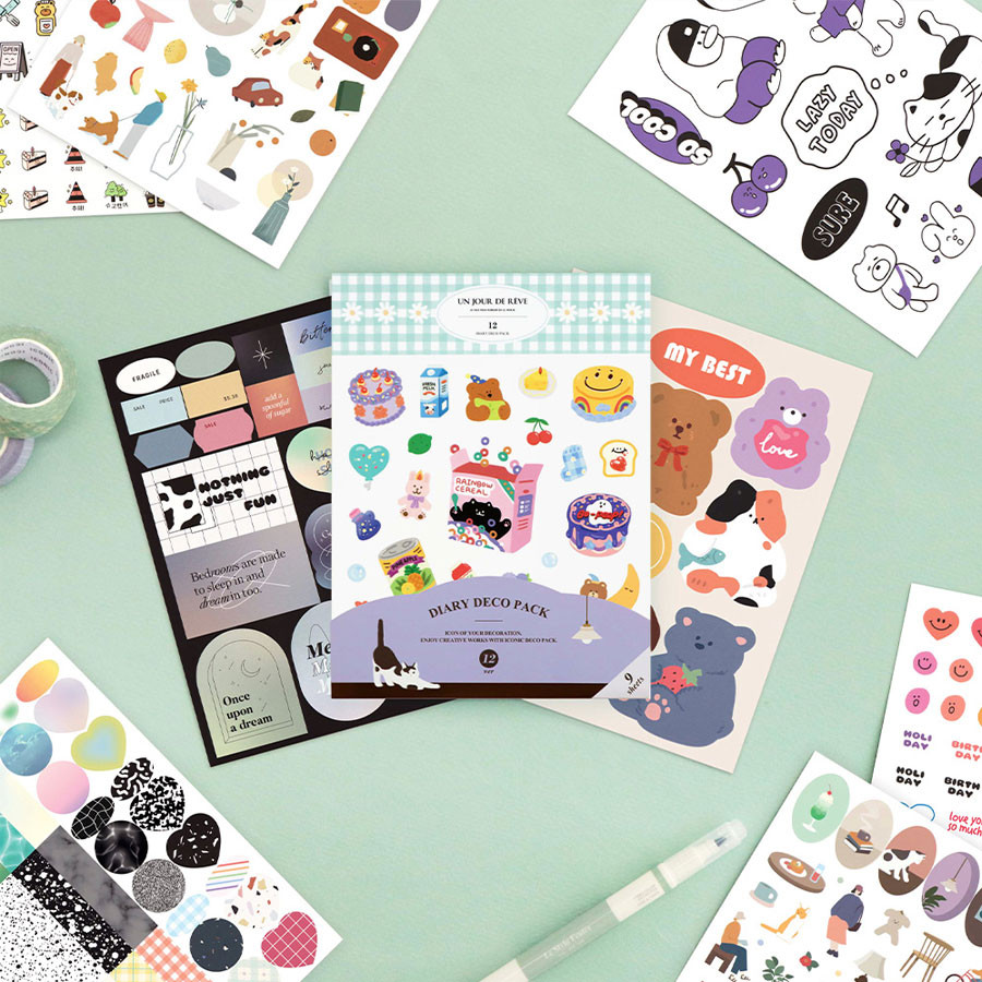 ICONIC Diary Deco Sticker 9 Sheets in One Set Ver12