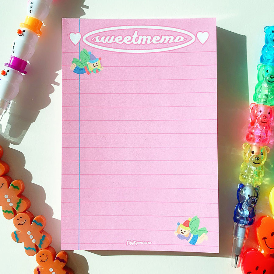 FlyFlyUnicorn Sweet Memo Lined Writing Notepad