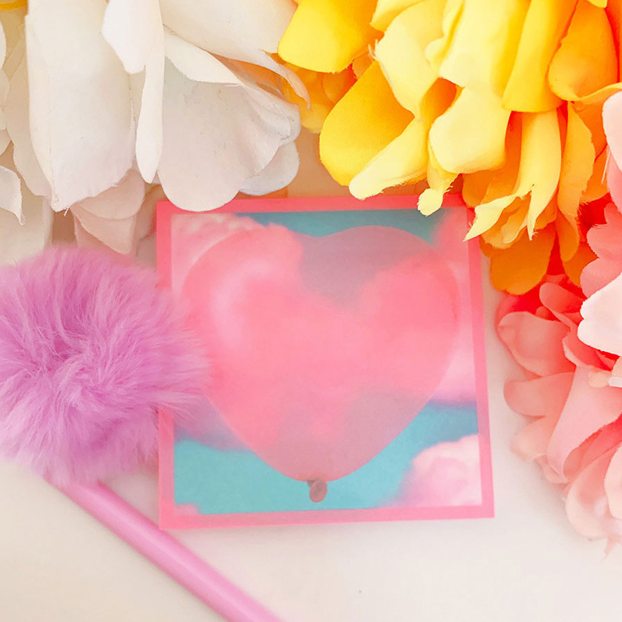 FlyFlyUnicorn Pink Heart Balloon Writing Notepad