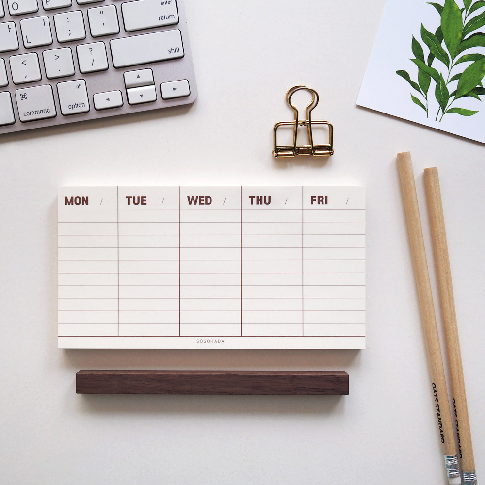 Sosohada Brown Monday through Friday Weekday Planner Notepad