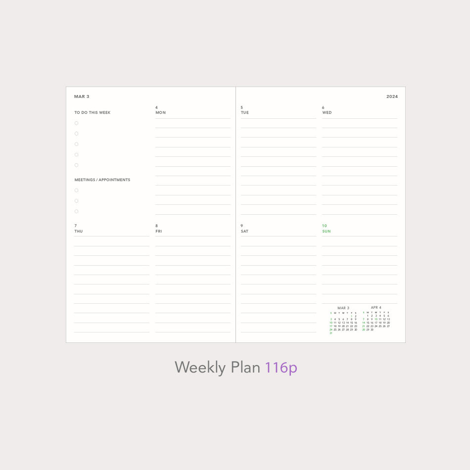 2024 A'round Large Dated Weekly Planner Agenda