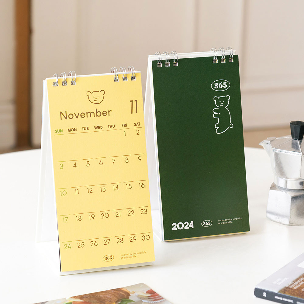 2024 365 Slim Desk Monthly Standing Flip Desk Calendar