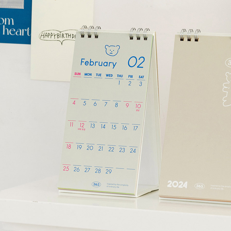 2024 365 Slim Desk Monthly Standing Flip Desk Calendar